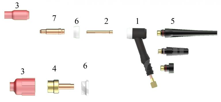 Types de torches TIG et son parts , et électrodes de tungstène - EDR ...